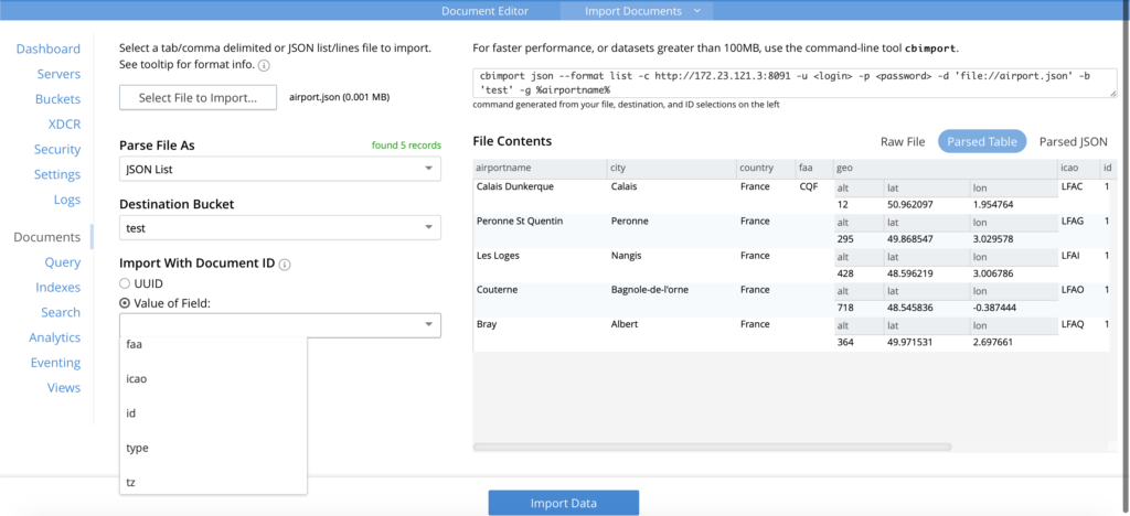 New In Couchbase 66 Import Docs Using Web Admin Console