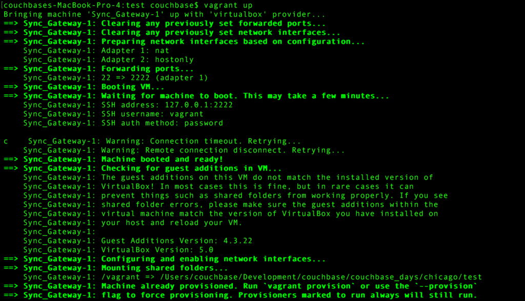 Running Couchbase and Couchbase Sync Gateway with Vagrant