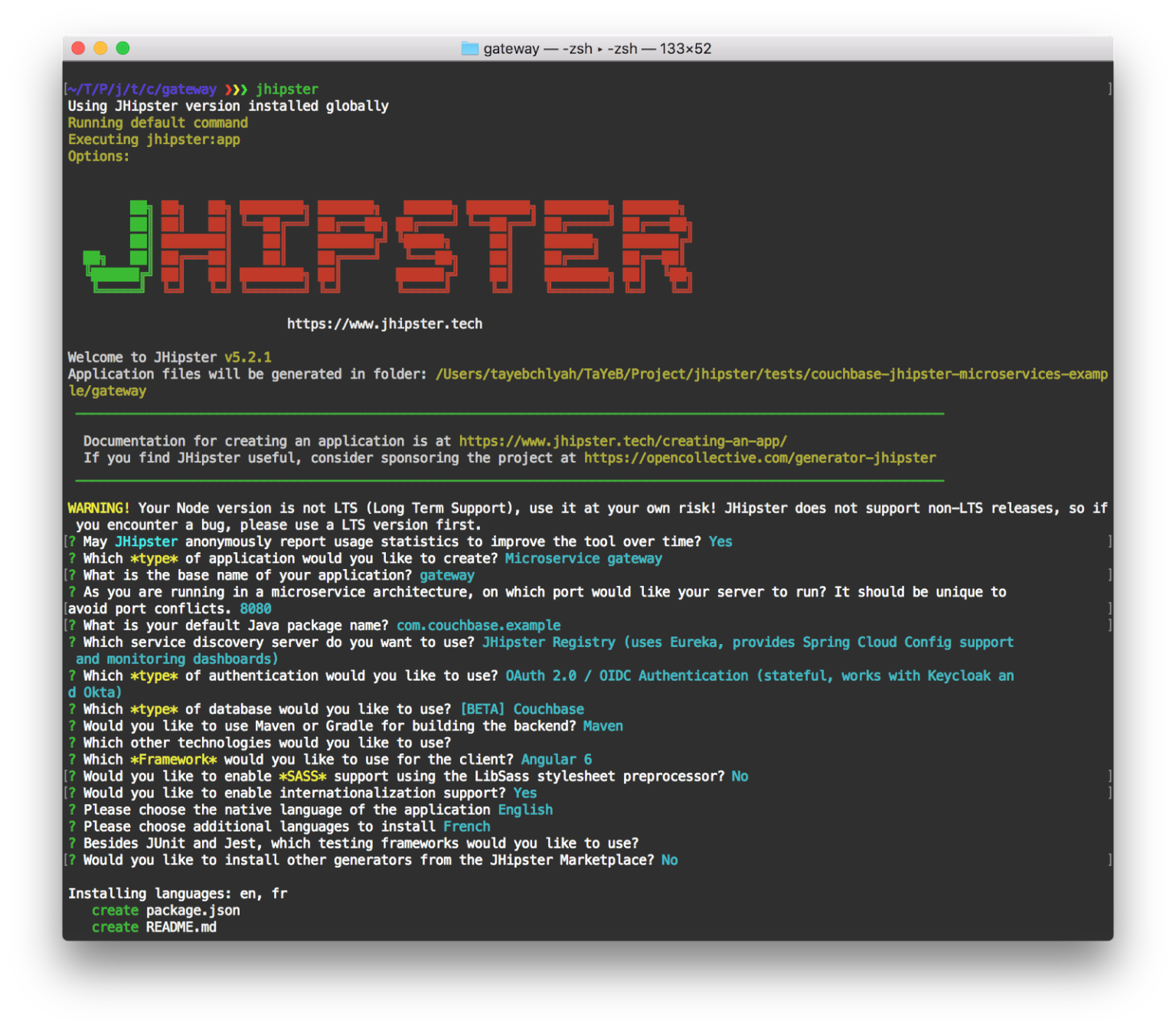 Java microservice architecture with JHipster & Couchbase