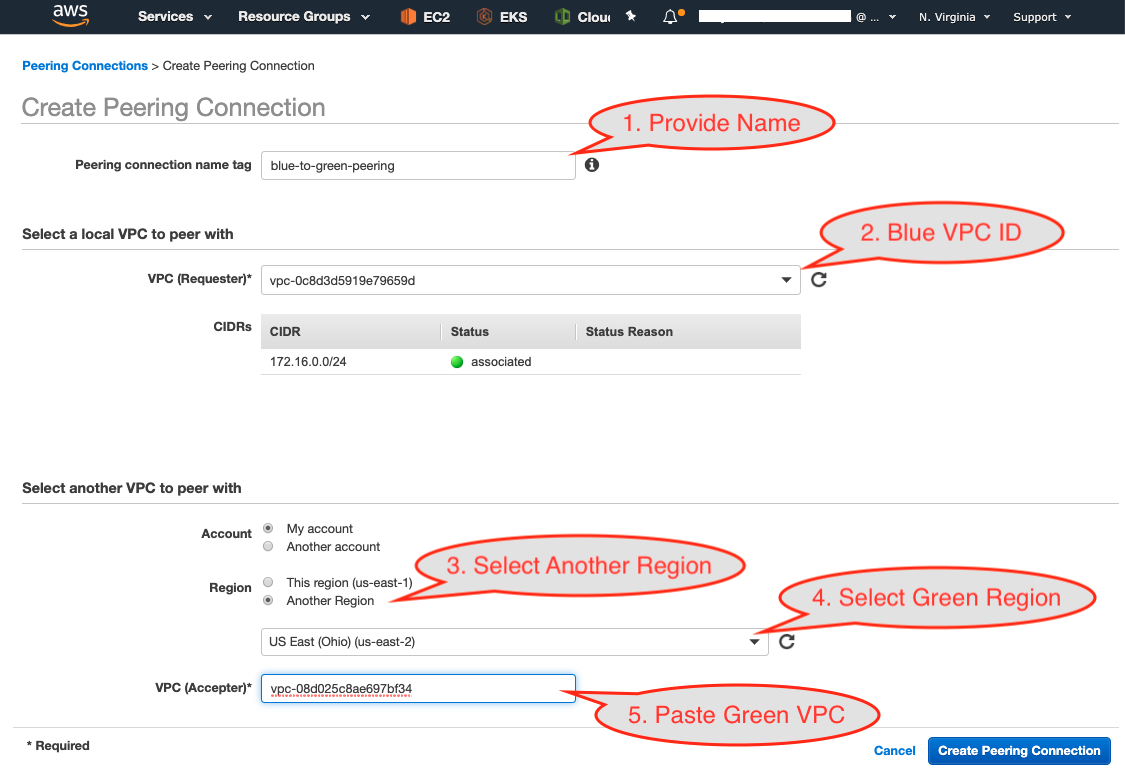 Inter-Kubernetes Network Configuration via VPC Peering