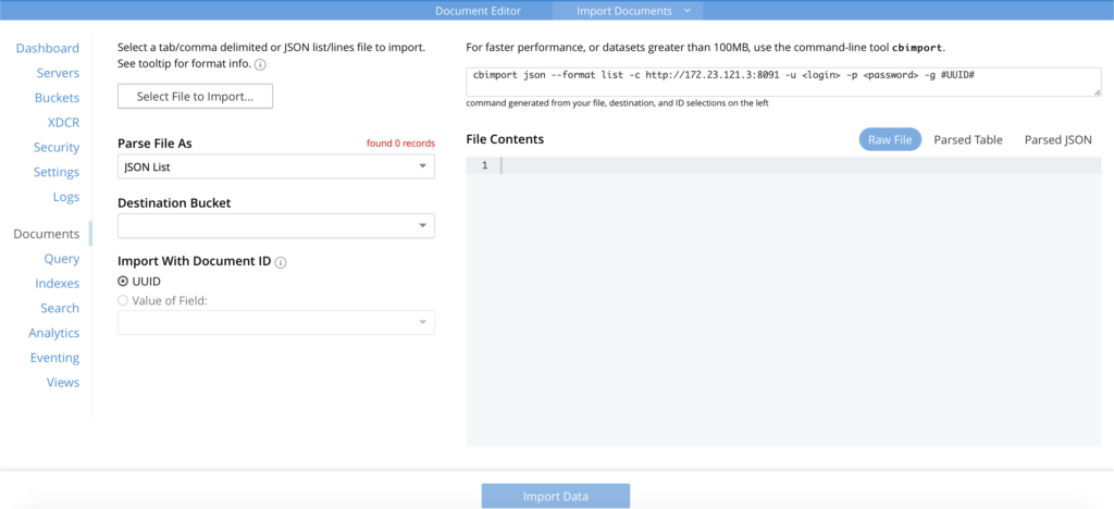 New in Couchbase 6.6: Import Docs Using Web Admin Console
