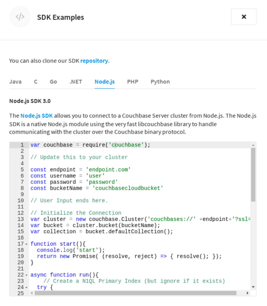 Quickstart: Connect to Couchbase Capella using Node.JS - The Couchbase Blog