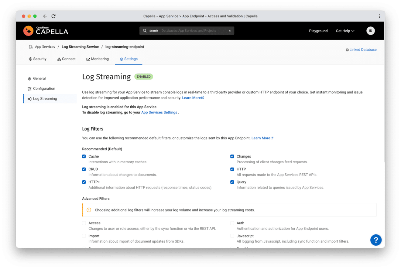 Capella App Services: Real-time Log Streaming to Datadog - The Couchbase Blog
