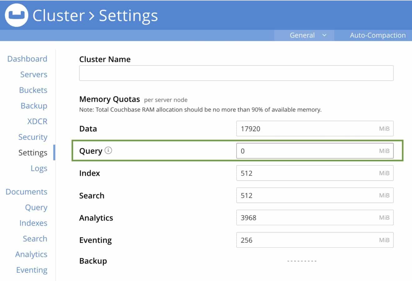 Query Service Memory Management in Couchbase