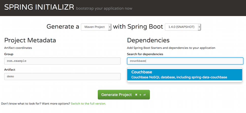 Spring Data Couchbase 2 Is Out Quick Getting Started With Spring Initializr The Couchbase Blog