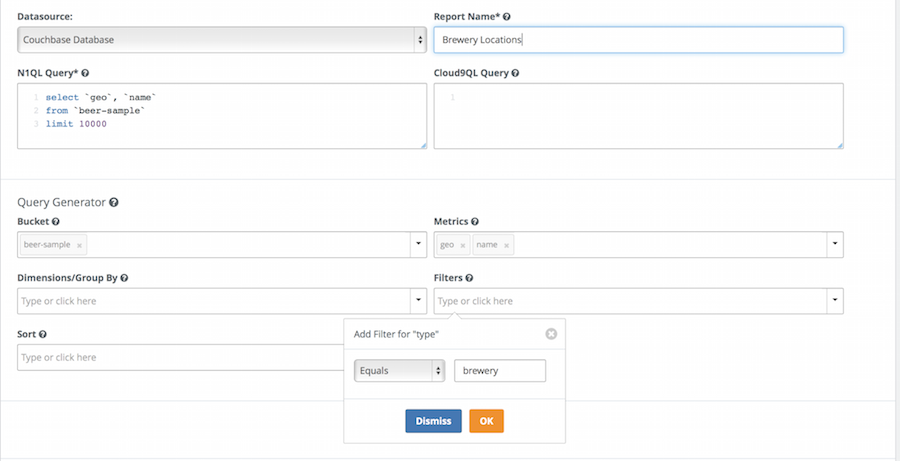 N1QL within Cloud9 Charts on Couchbase Server 4.0
